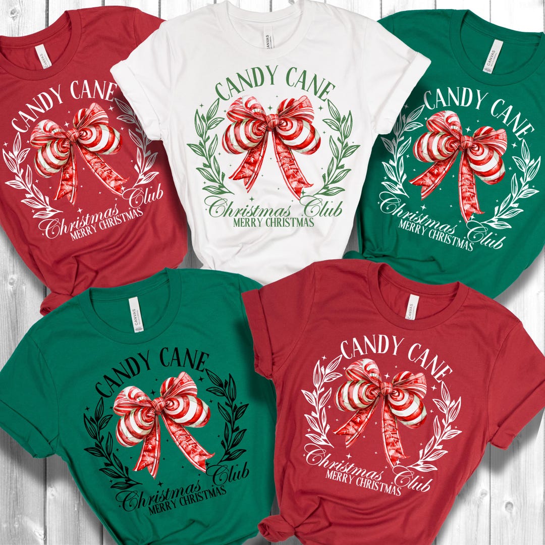 Candy Cane Christmas Club Shirt: Coquette Holiday Shirts - Etsy