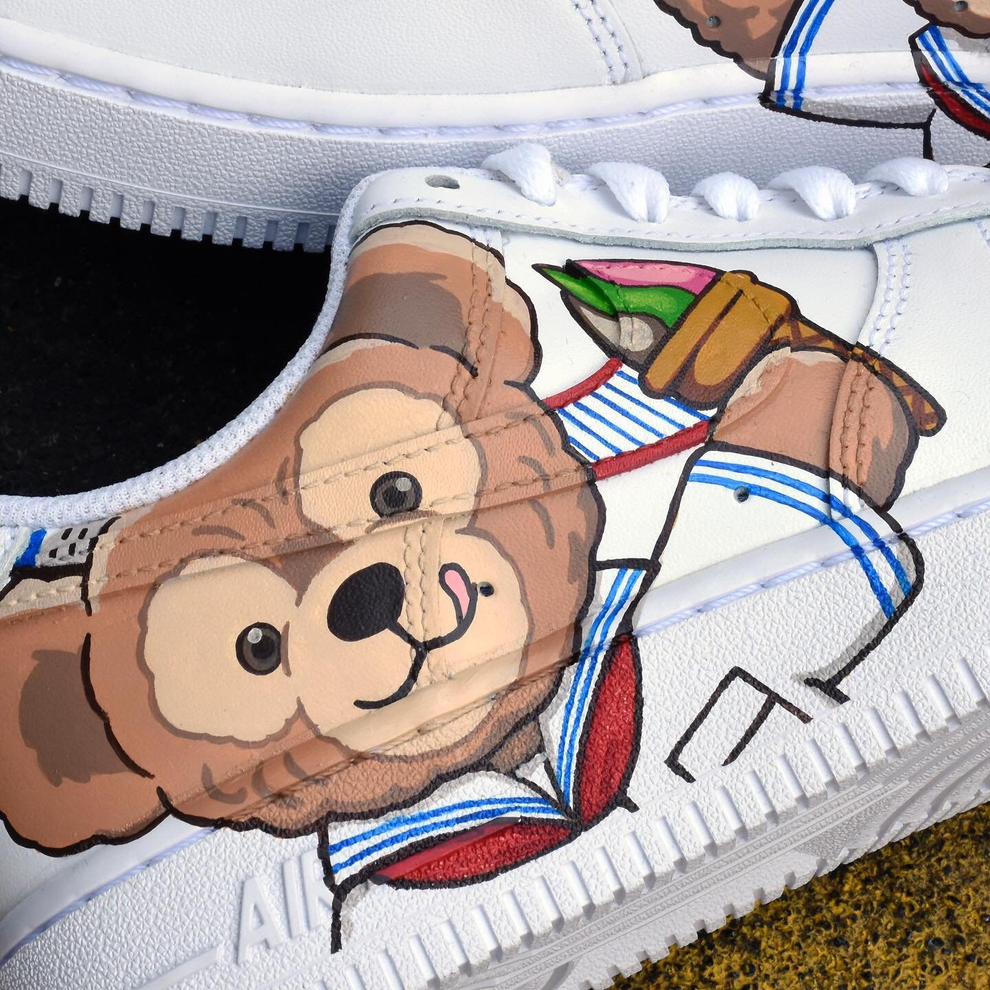 Hand Painted Duffy Bear Air Force 1 Sneakers: Custom Anime Street Style ...
