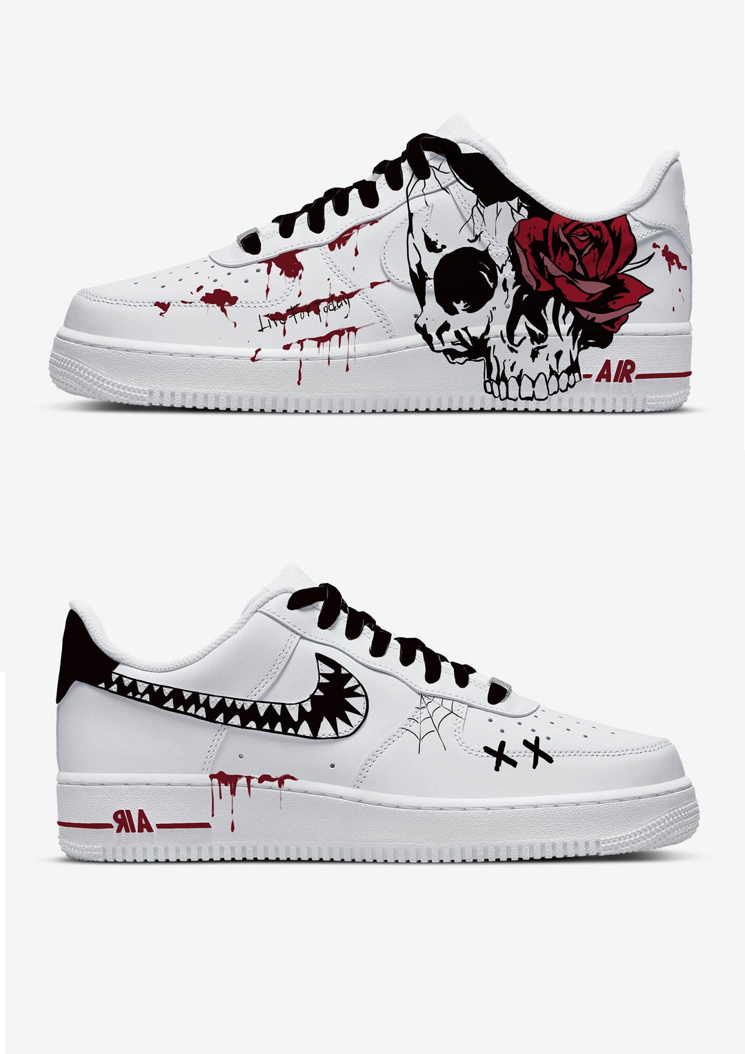 Custom Hand Painted Air Force1. Halloween Skull Cartoons Street Style ...