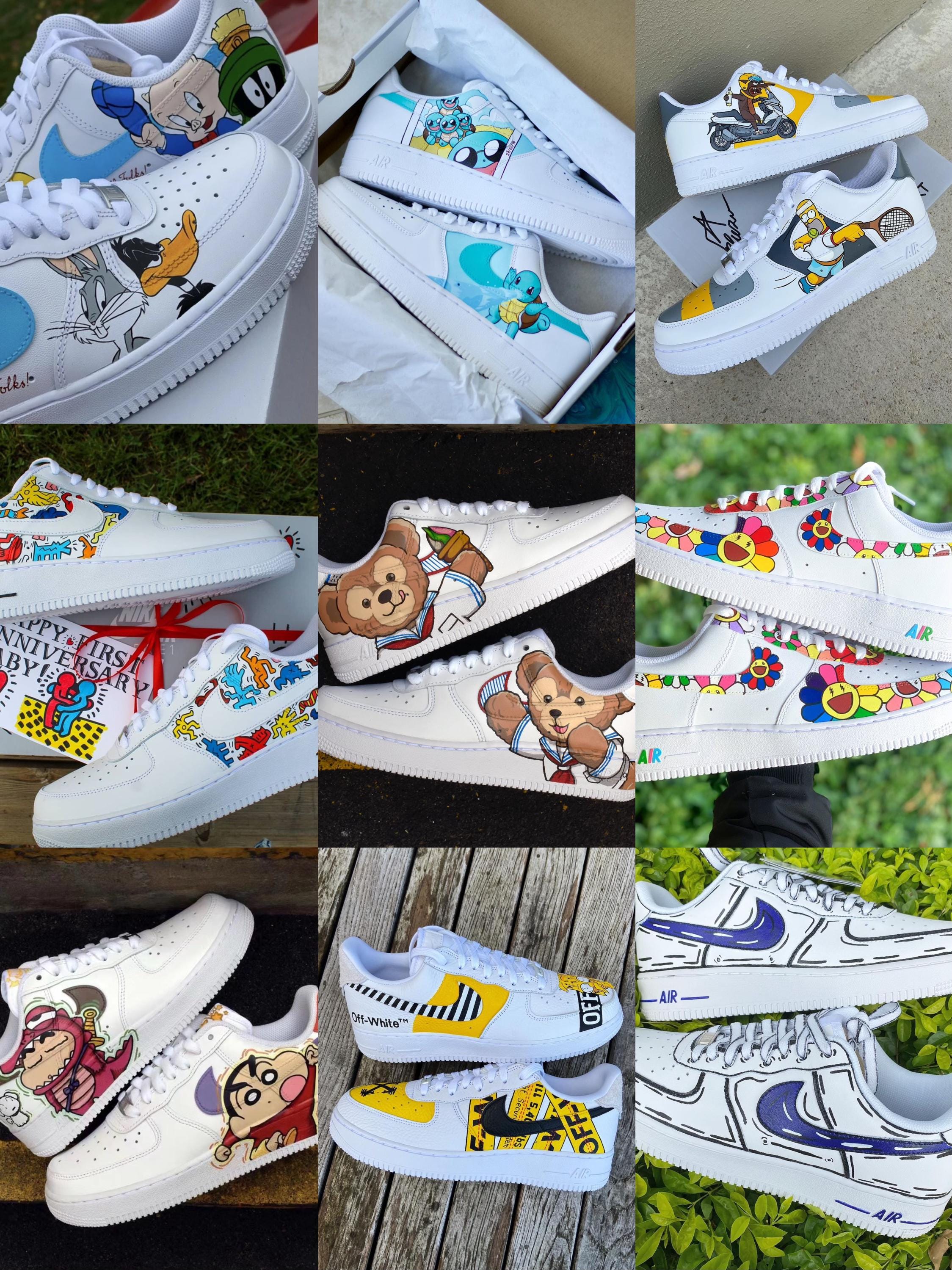 Custom Hand Painted Air Force1.af1 Kwas X Cartoons Street Style Anime ...