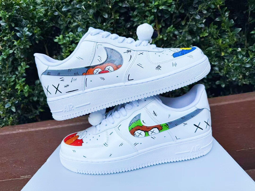 Hand Painted Air Force 1 Sneakers: Kaws Cartoon Custom Shoes AF1 ...