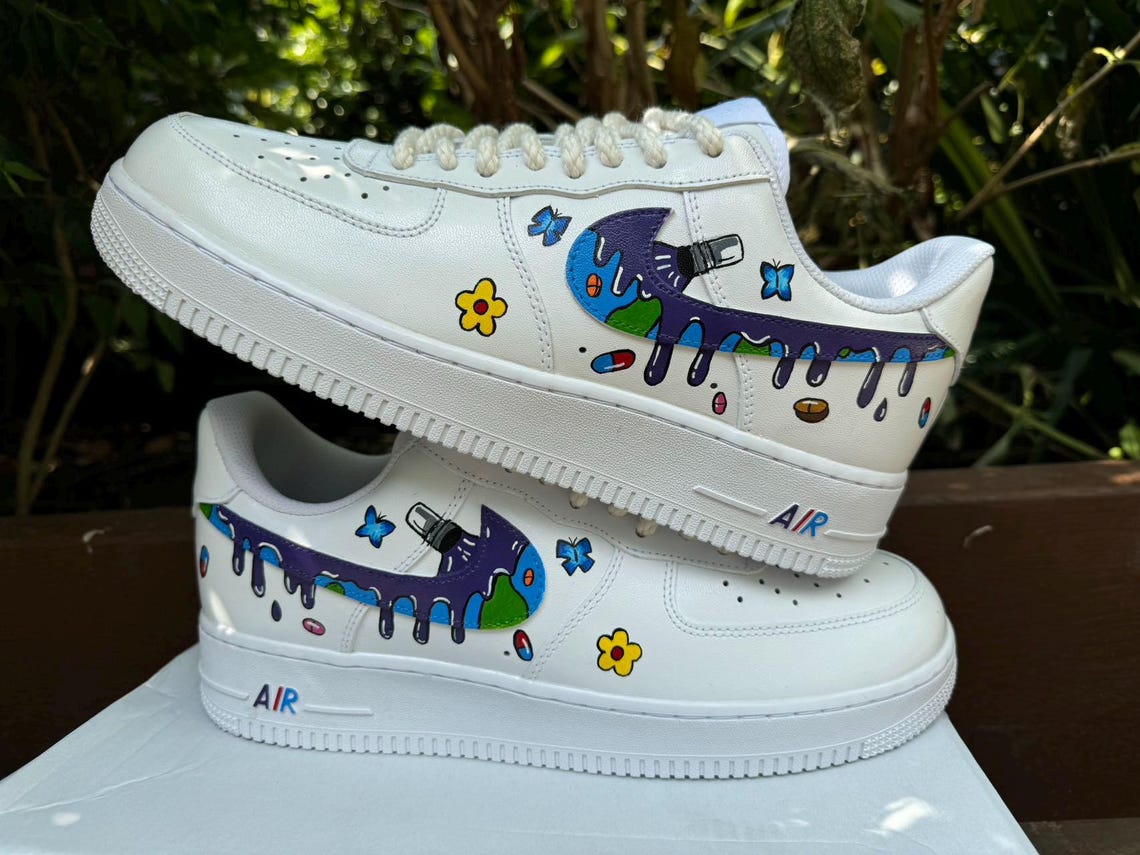 Hand Painted Air Force 1 Sneakers:custom Juice Wrld Drip Cartoon Street ...