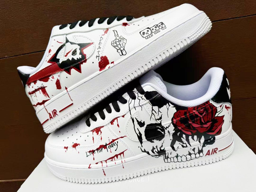 Custom Hand Painted Air Force1. Halloween Skull Cartoons Street Style ...