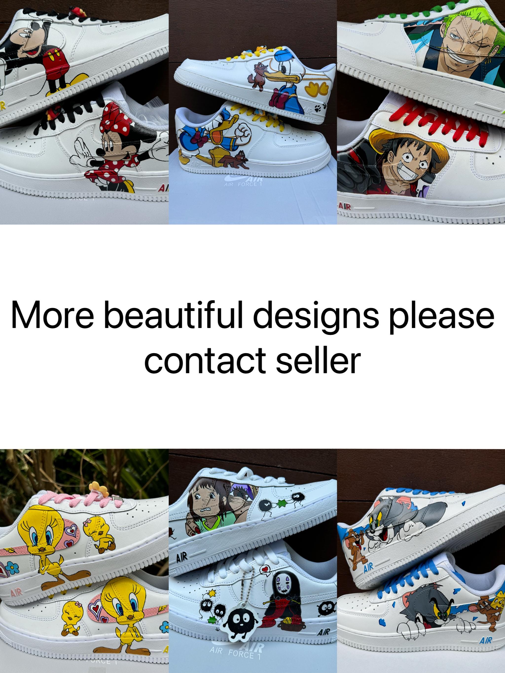Hand Painted Air Force 1 Sneakers: Tweety Bird Cartoon Shoes AF1 White ...