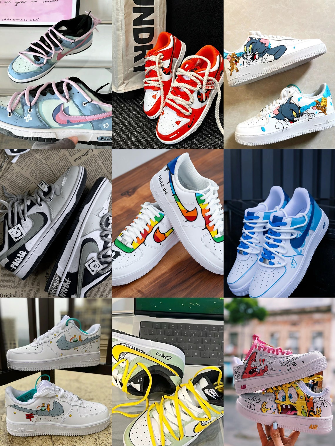 Custom Hand Painted Air Force1.af1 Abstract Cartoons Street Style Anime ...