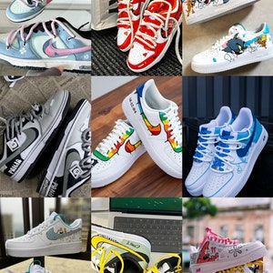 Hand Painted Stitch Air Force 1 Custom Cartoon Sneakers AF1 White ...