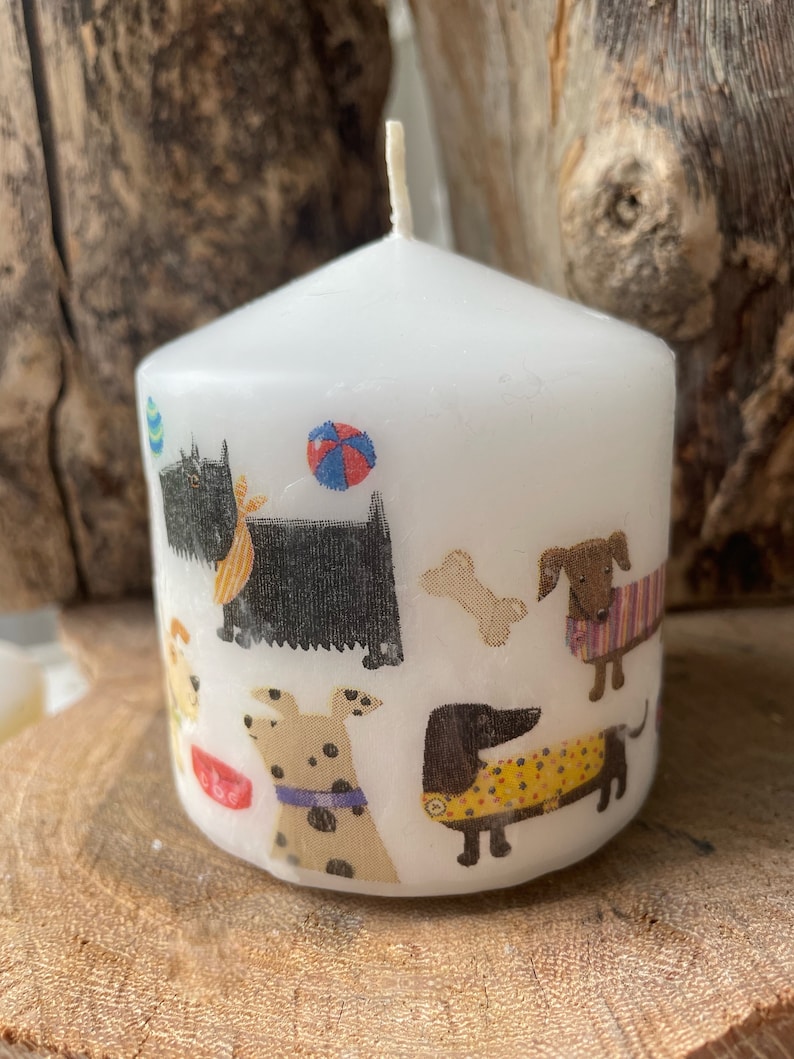 Hand Decorated Dog Pillar Candle, Unique Home Decor Gift - Etsy UK