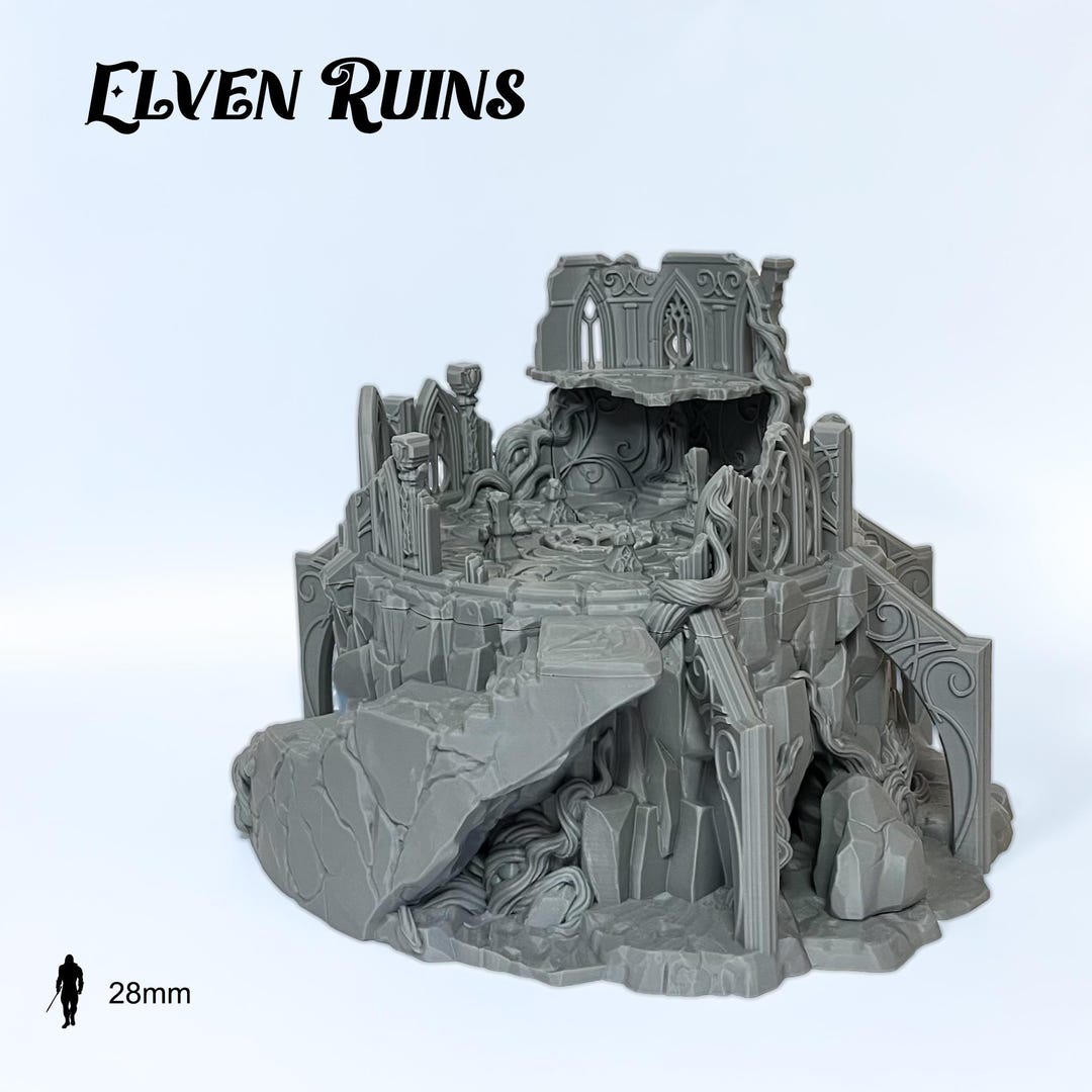 Elven Ruins Terrain: 3D Printed Dnd Miniature - 28mm Scale - Etsy