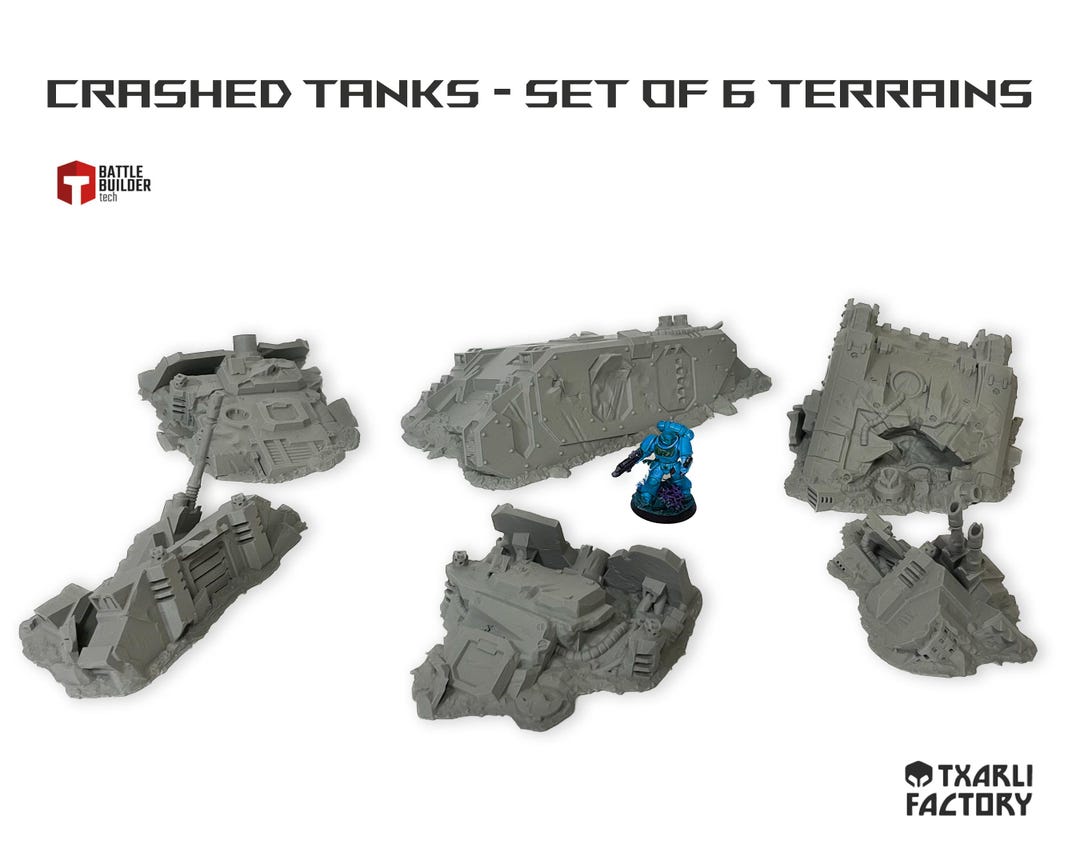 Wh40k Crashed Tanks | Wrecked Vehicles Ruins | Tabletop Terrain ...