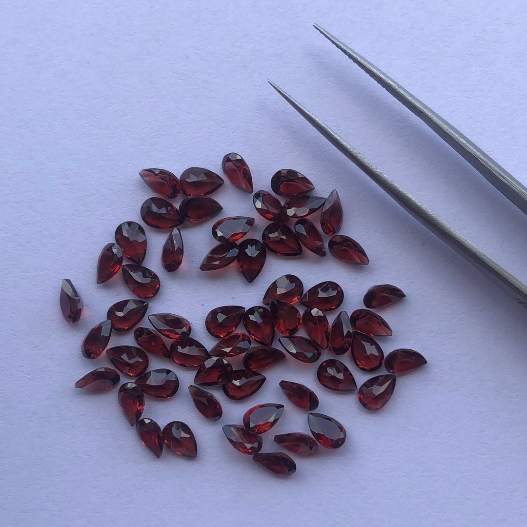 Red Garnet, Pear Red Garnet, Loose Garnet, January Birthstone, Untreated Red Garnet, 5x3mm Pear ...
