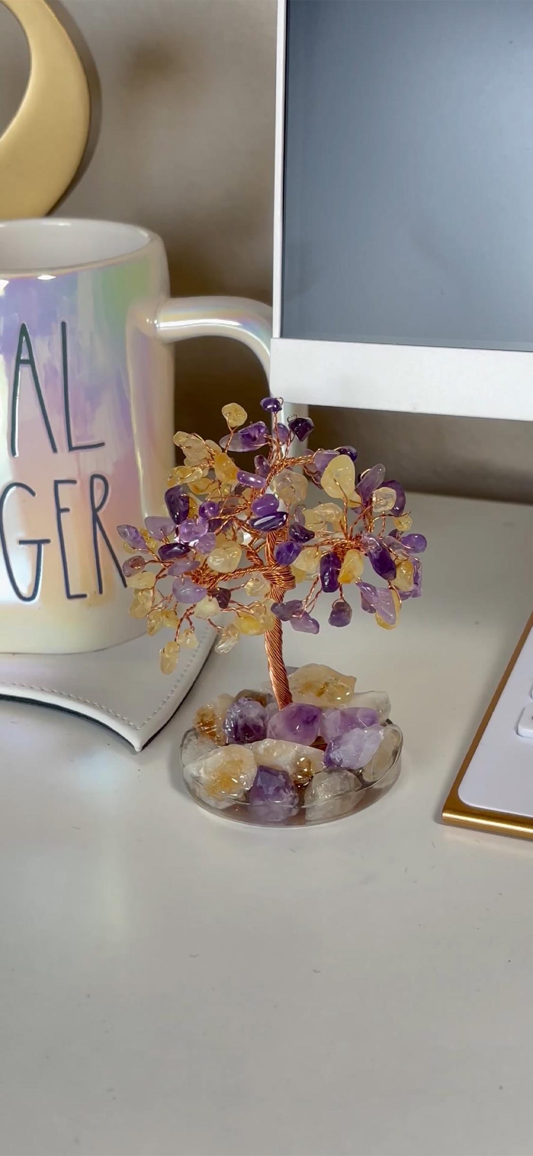 Purple Crystal Tree of Life - Handmade Mini Tree With Crystal Base ...