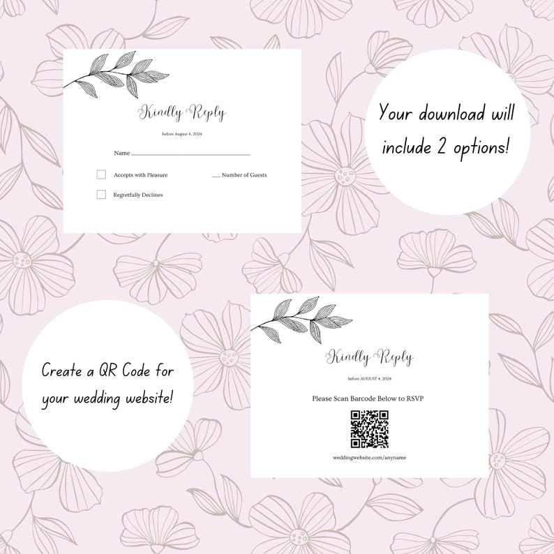 Black & White Minimalist Wedding Invitation Set, Template, Easy to Use ...