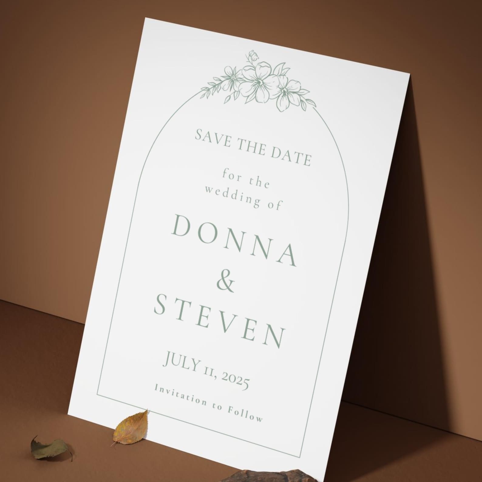 Minimalist Save the Date Announcement Template, Sage Green, NK012 - Etsy