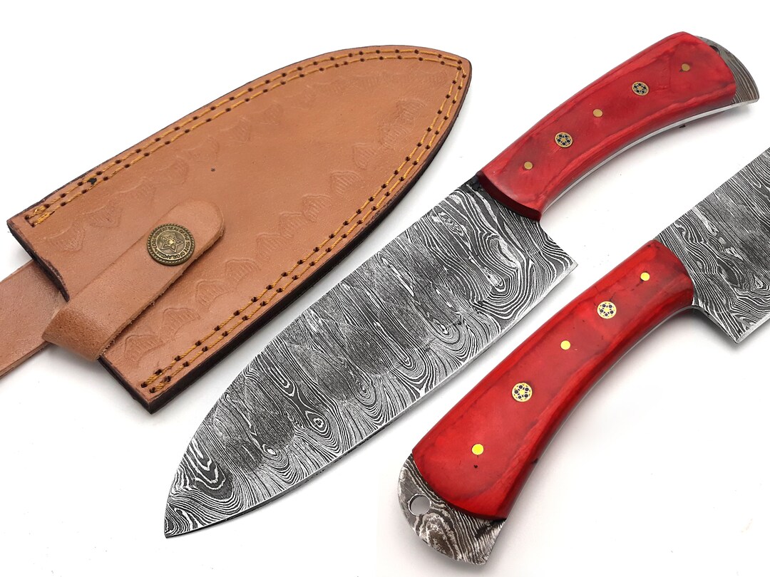 Handmade Damascus Butcher Knife Hand Forged Kitchen Chef Knife Full ...