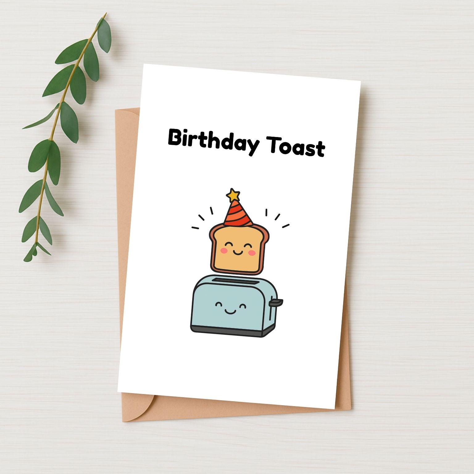 Printable Birthday Card - Happy Birthday Toast Card - Digital Download ...