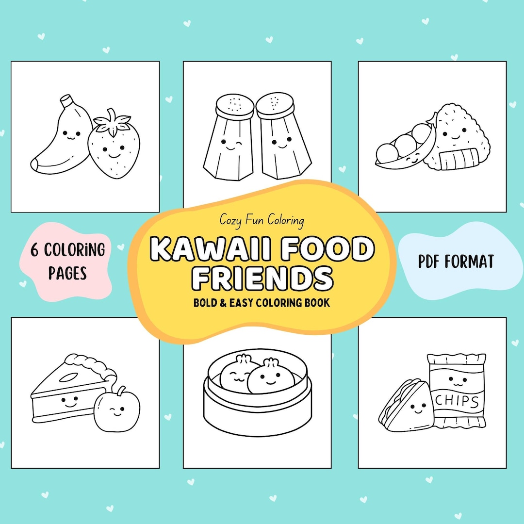 Kawaii Food Friends Coloring Pages Printable PDF - Digital Coloring ...