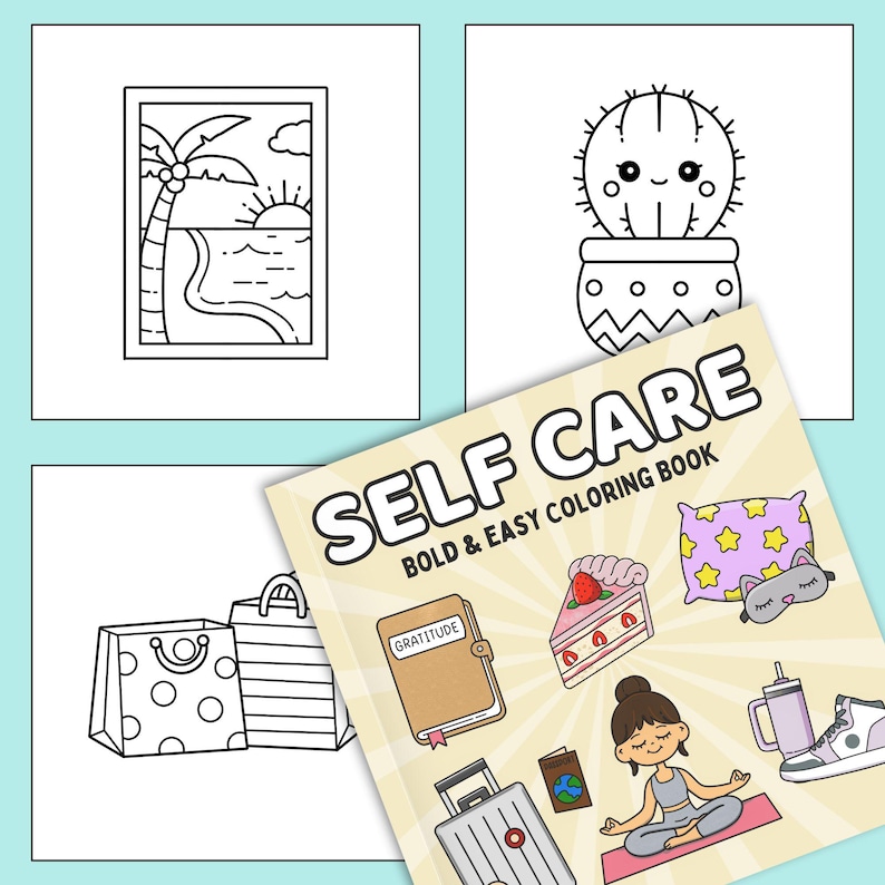 Self Care Coloring Pages Printable PDF - Digital Coloring Book - Bold ...