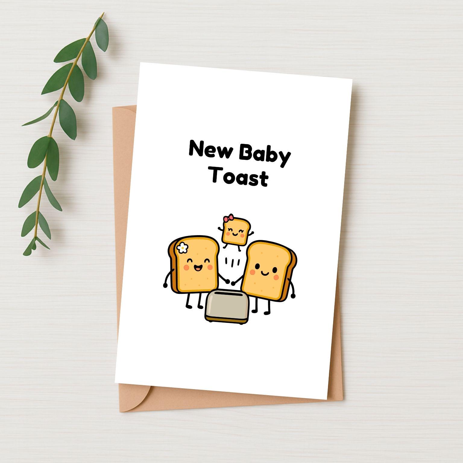 New Baby Toast Card - Funny Printable New Parent Card, Cute Baby Toast ...