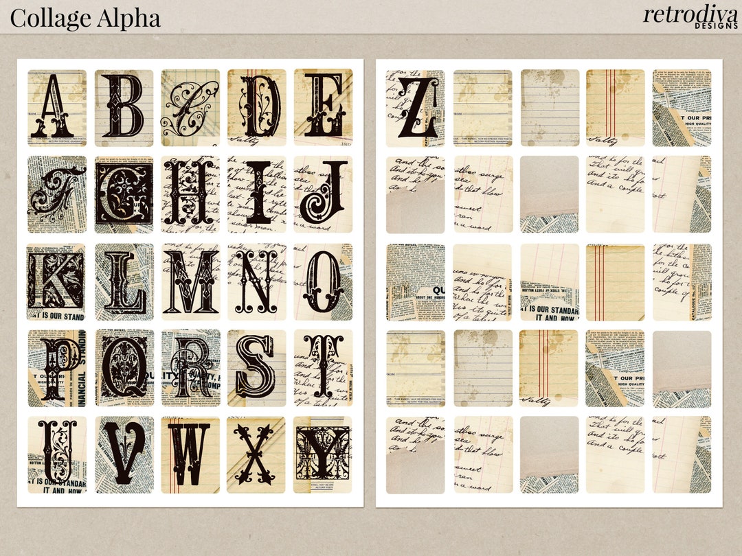 Collage Alpha - Junk Journal Printable - Vintage Printable Digital ...