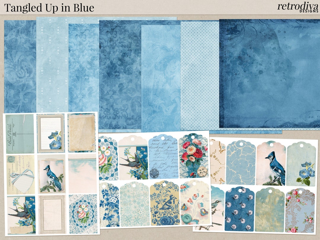 Blue Junk Journal Printable Vintage Printable Digital - Etsy
