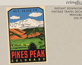 Vintage 1950's Style Colorado CO Pikes Peak or Bust Pin-up Girl Retro ...