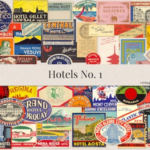 Digital - Vintage Hotel Labels No. 1 - Printable Ephemera for Scrapping ...