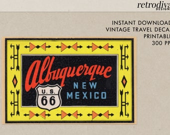 Vintage 1960's Style Albuquerque NM New Mexico Route 66 Retro Travel ...