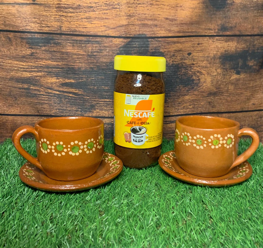 Authentic Mexican Coffee Clay/barro Cup & Saucer Set, Nescafe Estilo ...