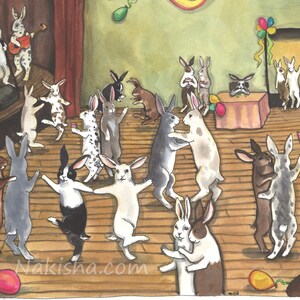 School Dance Fine Art Print Rabbit Art Illustration - Etsy