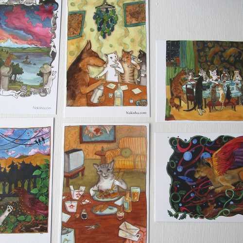 Cat Postcard Set Cute Funny Cat Pun Postcards Set of 4 - Etsy