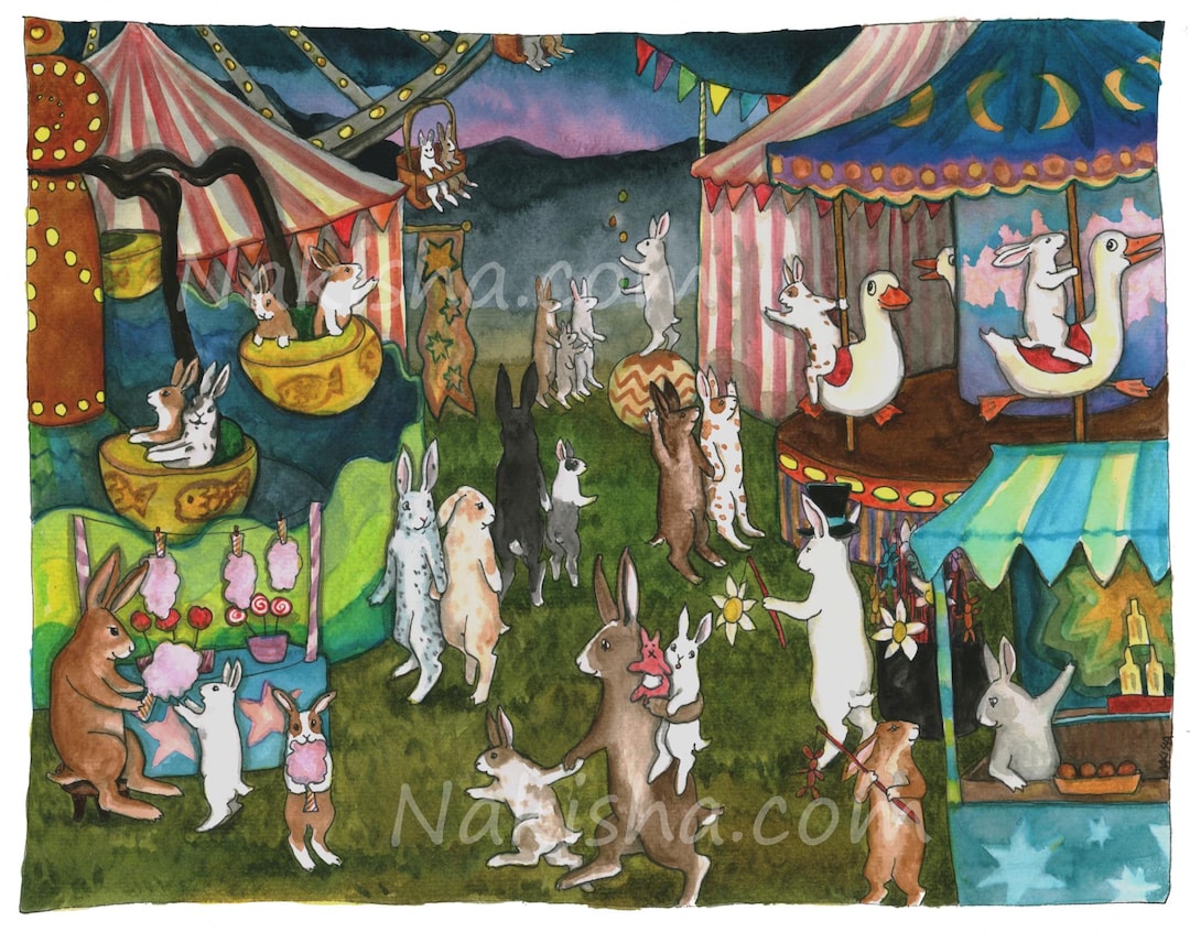 Carnival -signed Fine Art Print From Original Watercolor Painting- Cute ...