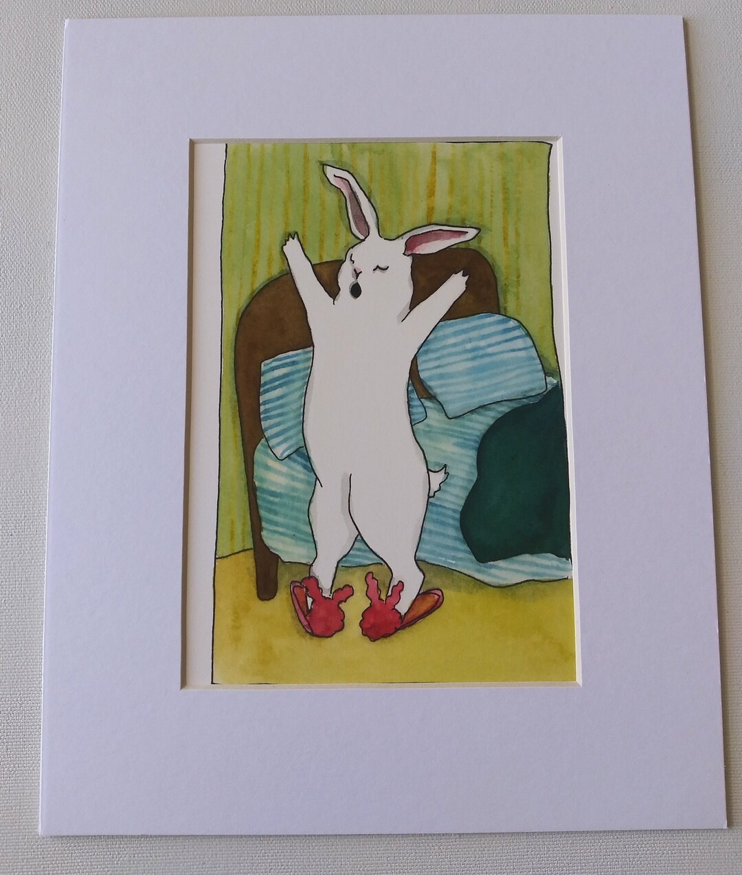 Yawn- Fine Art Rabbit Print- Cute Rabbit Art From Original Watercolor ...