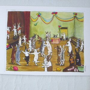 School Dance Fine Art Print Rabbit Art Illustration - Etsy