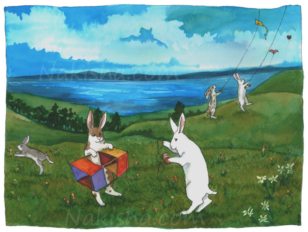 Box Kite - Fine Art Print From Original Watercolor Painting - Cute ...