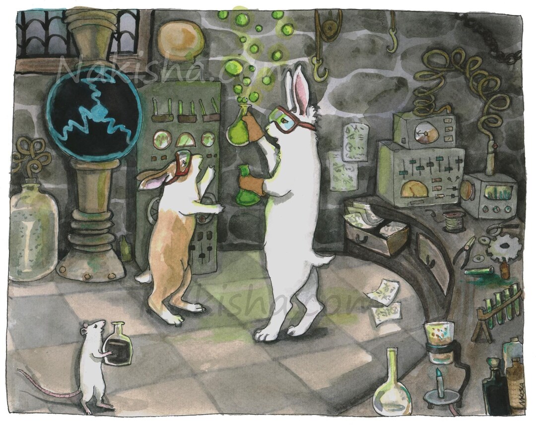Lab Bunnies - Signed Fine Art Print From Original Watercolor Painting ...