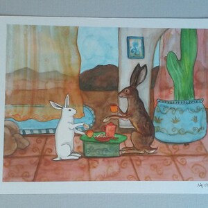 Tea With Jack Rabbit Fine Art Rabbit Print | Etsy