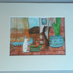 Tea With Jack Rabbit Fine Art Rabbit Print | Etsy