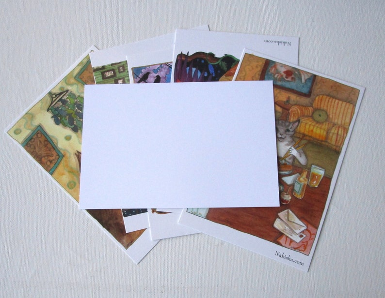 Cat Art Postcard Sets - 6 Art Postcards, Cute Animal Art Cards ...