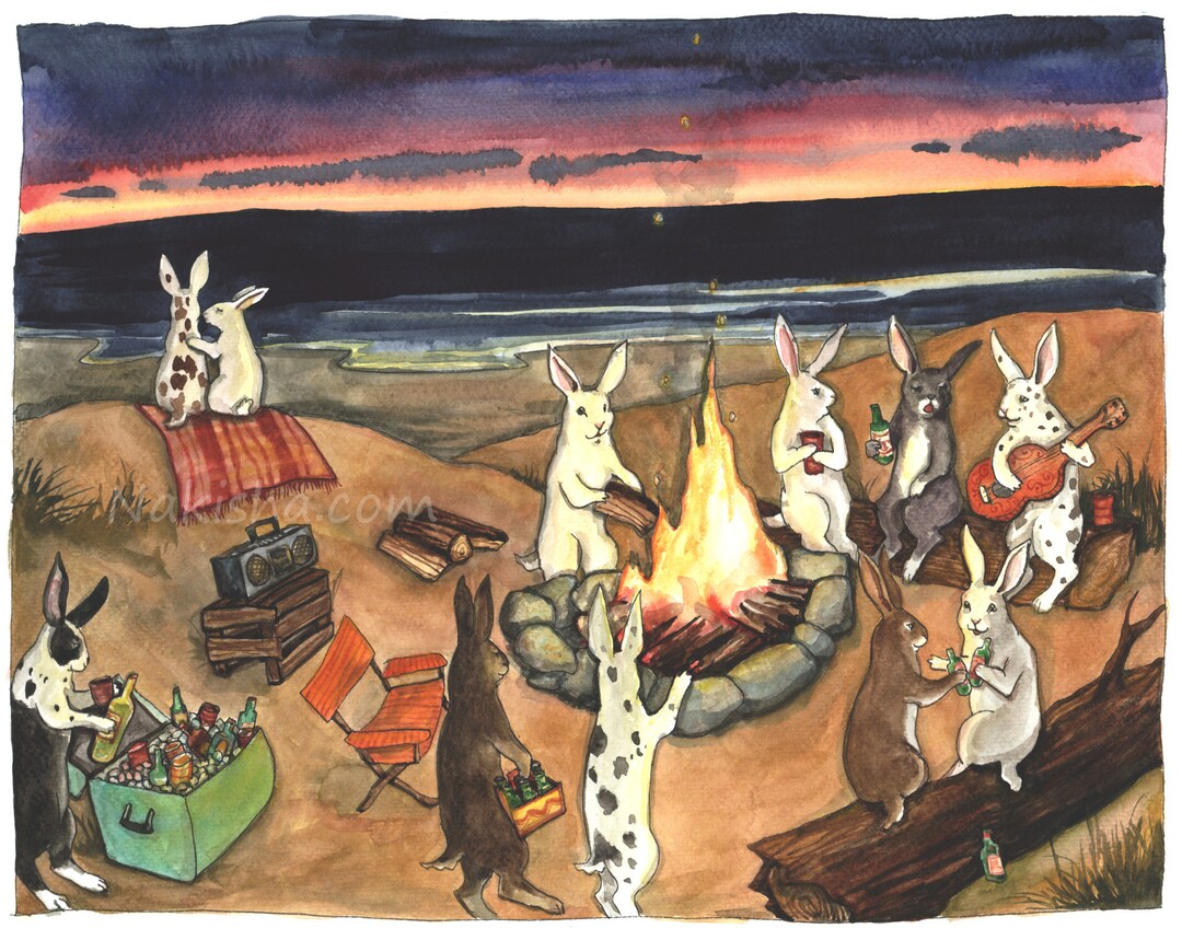 Original Painting - Beach Party - Watercolor Art, Original Painting by ...