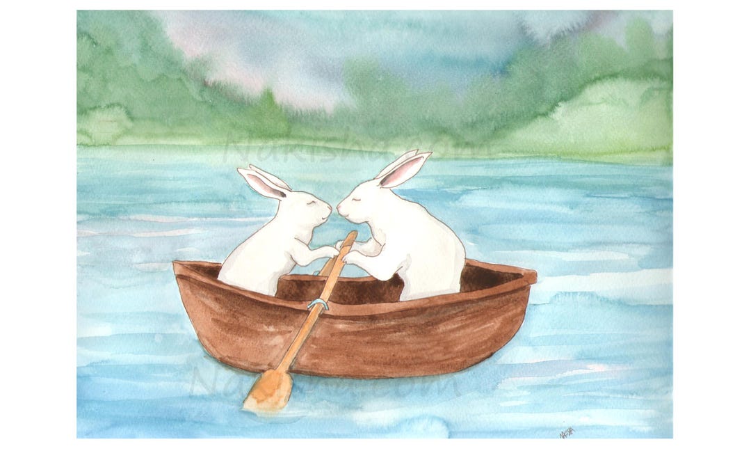 Our Rowboat - Fine Art Print From Original Watercolor Painting- Two ...