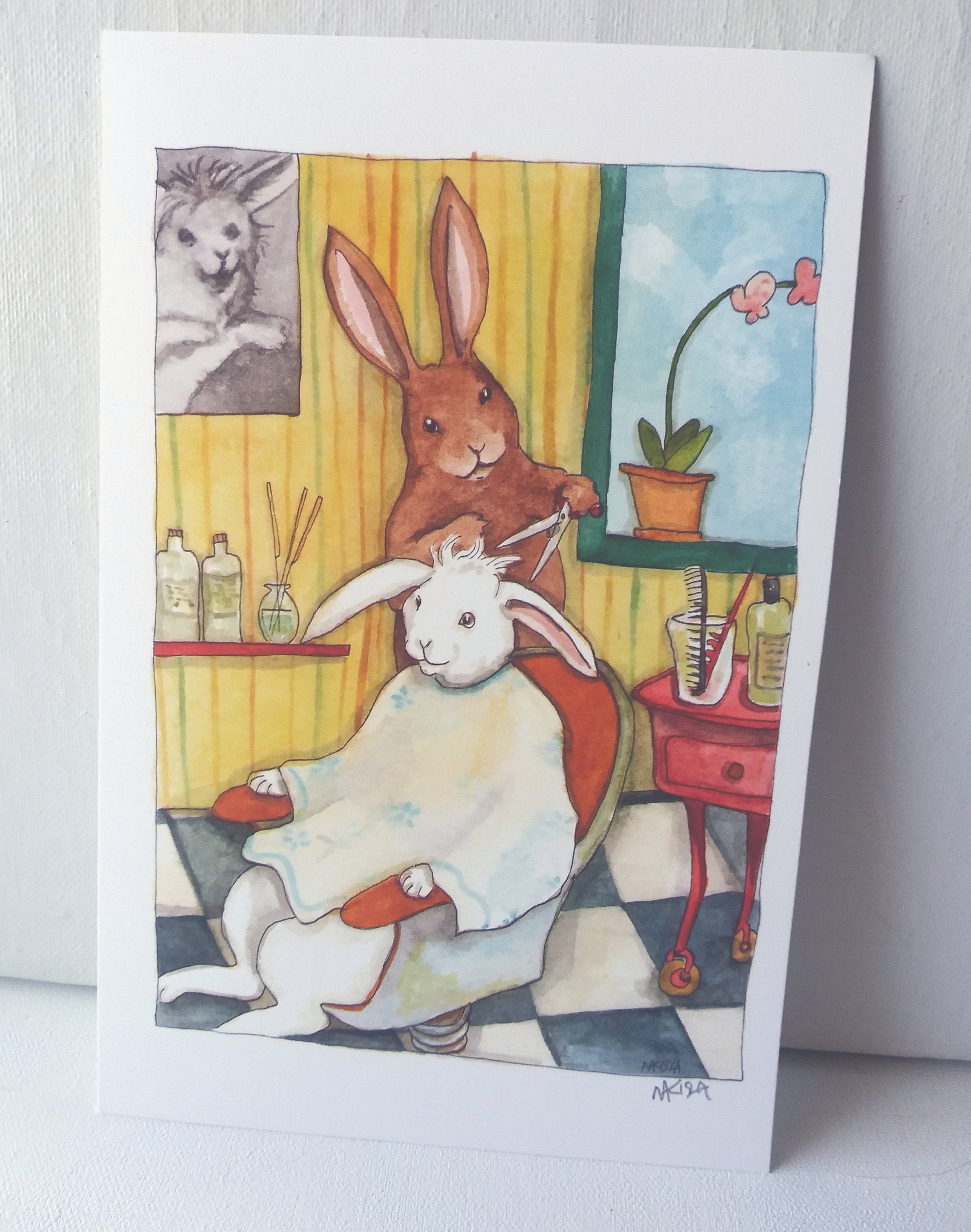 Fine Art Rabbit Print - Hare Cut , Cute Rabbit Art From Watercolor ...
