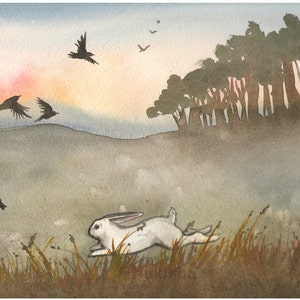 Fine Art Print - Chasing Blackbirds - From Original Watercolor Painting ...