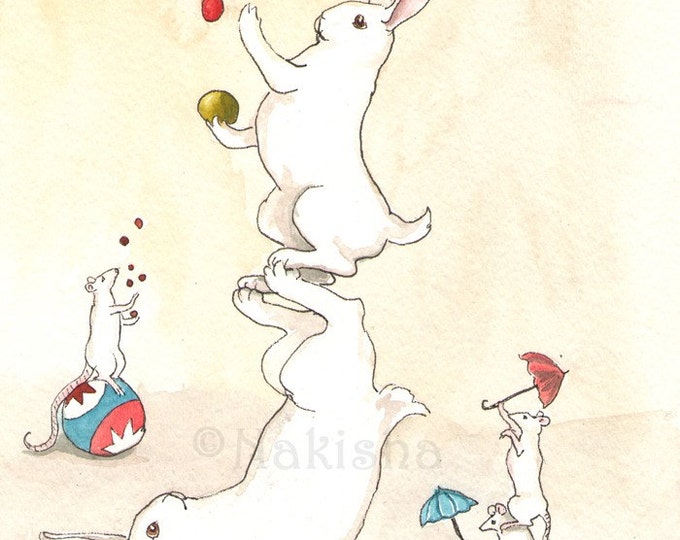 Circus Original Watercolor Rabbit Painting - Etsy