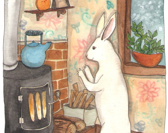 Fine Art Rabbit Print - Wood Stove - Etsy