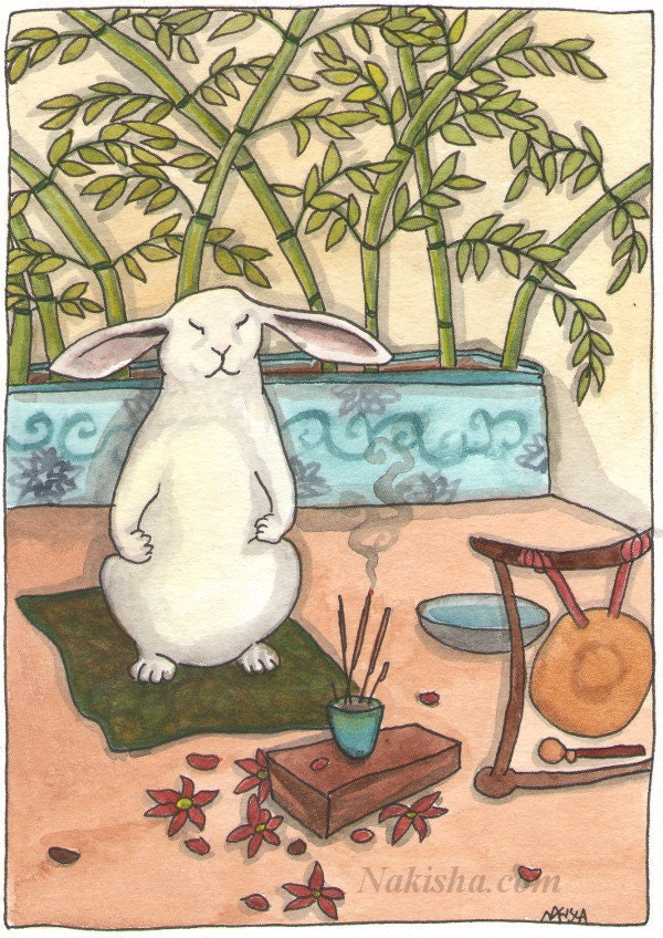 Fine Art Rabbit Print Meditating Bunny | Etsy