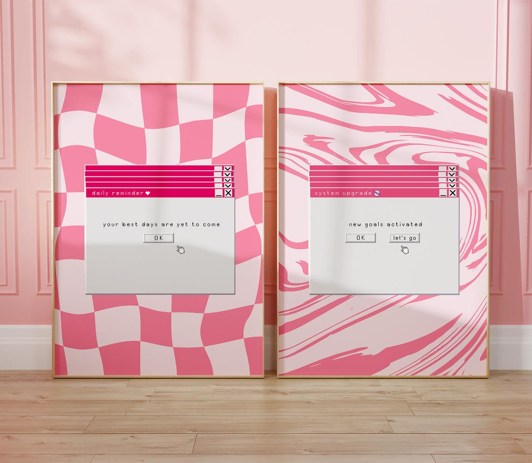 Y2K Cybercore Poster Set: Retro Pink Wall Art (digital Download) - Etsy