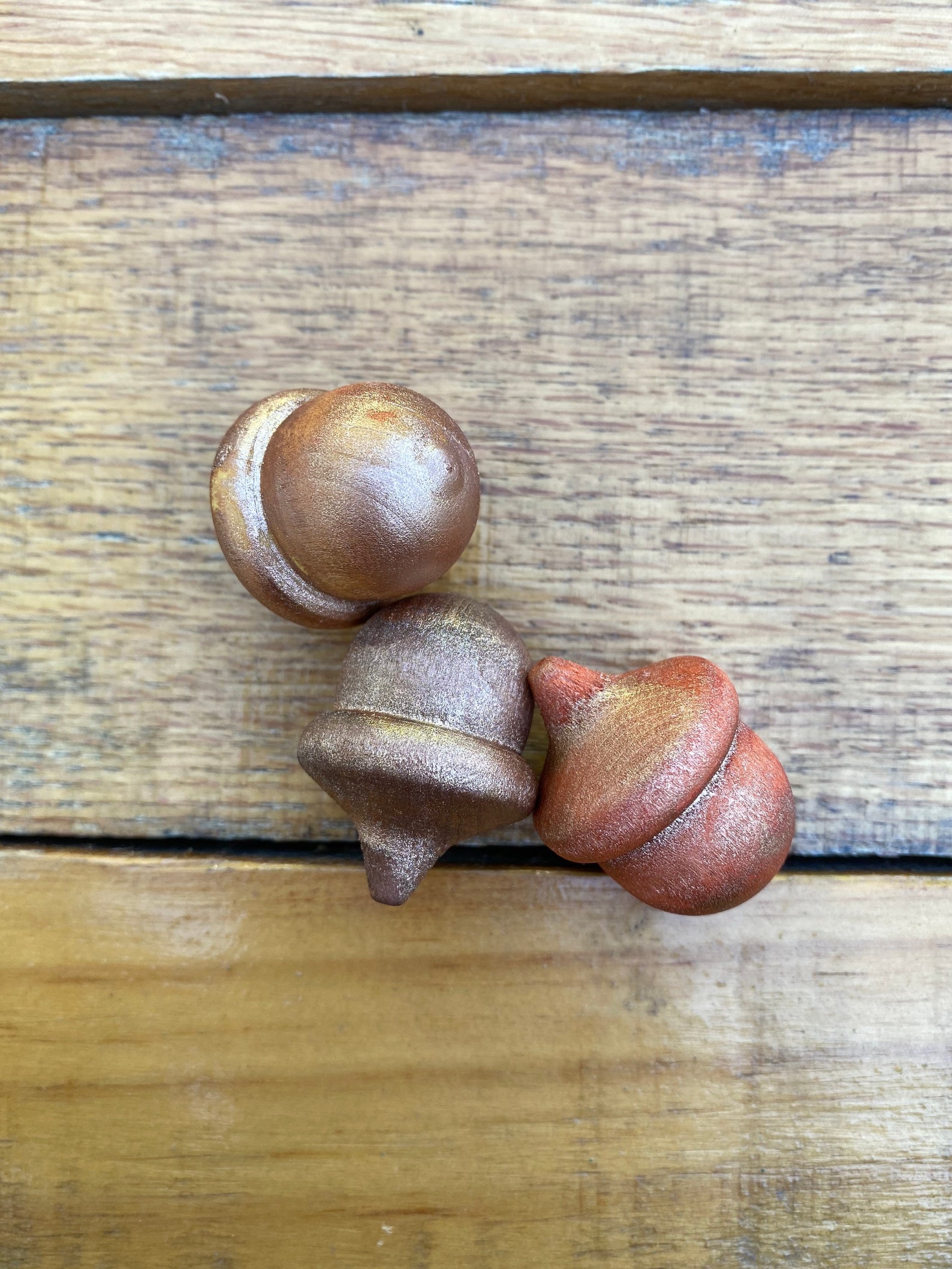 Wooden Acorns Lucky Acorn Copper Brown Shimmer Warm Fall | Etsy