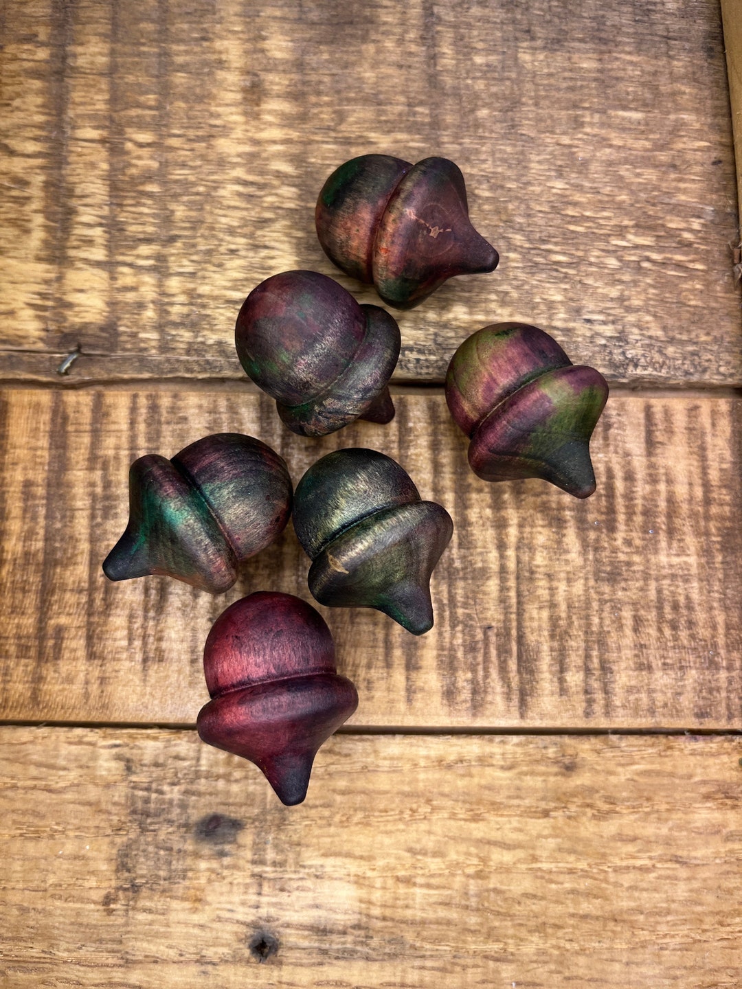 Wooden Acorns Rustic Lucky Acorn | Rustic RED Green Brown Purple Autumn ...