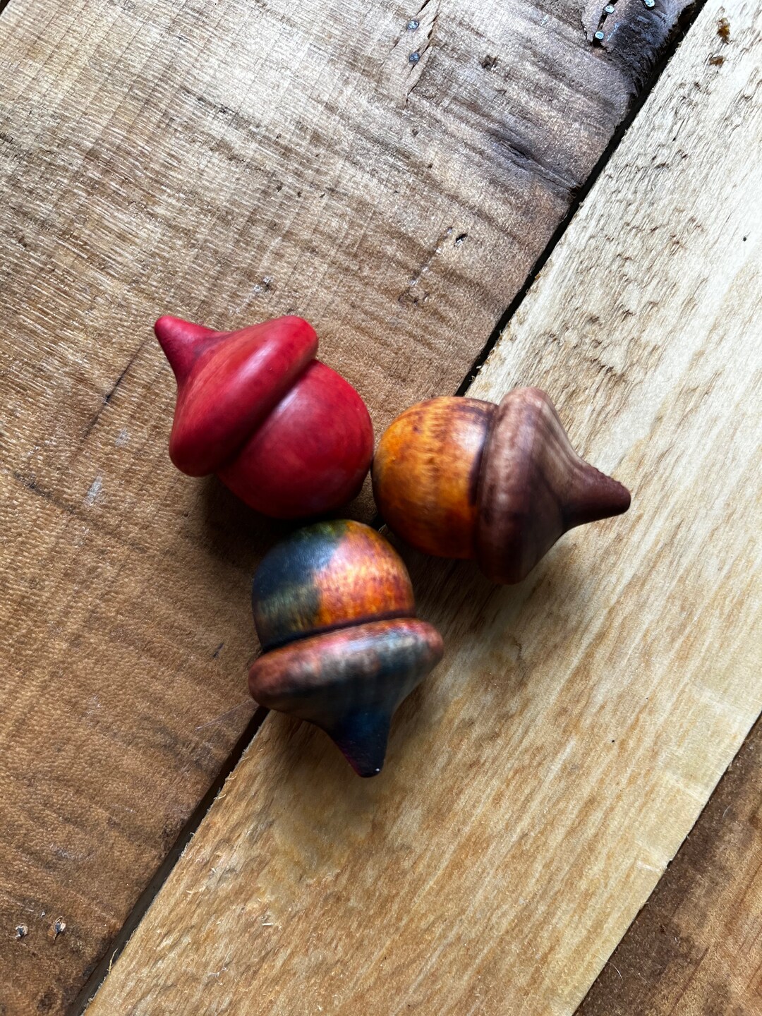 Wooden Acorns Lucky Acorn Rustic RED Yellow Earth Fall Acorn Color ...