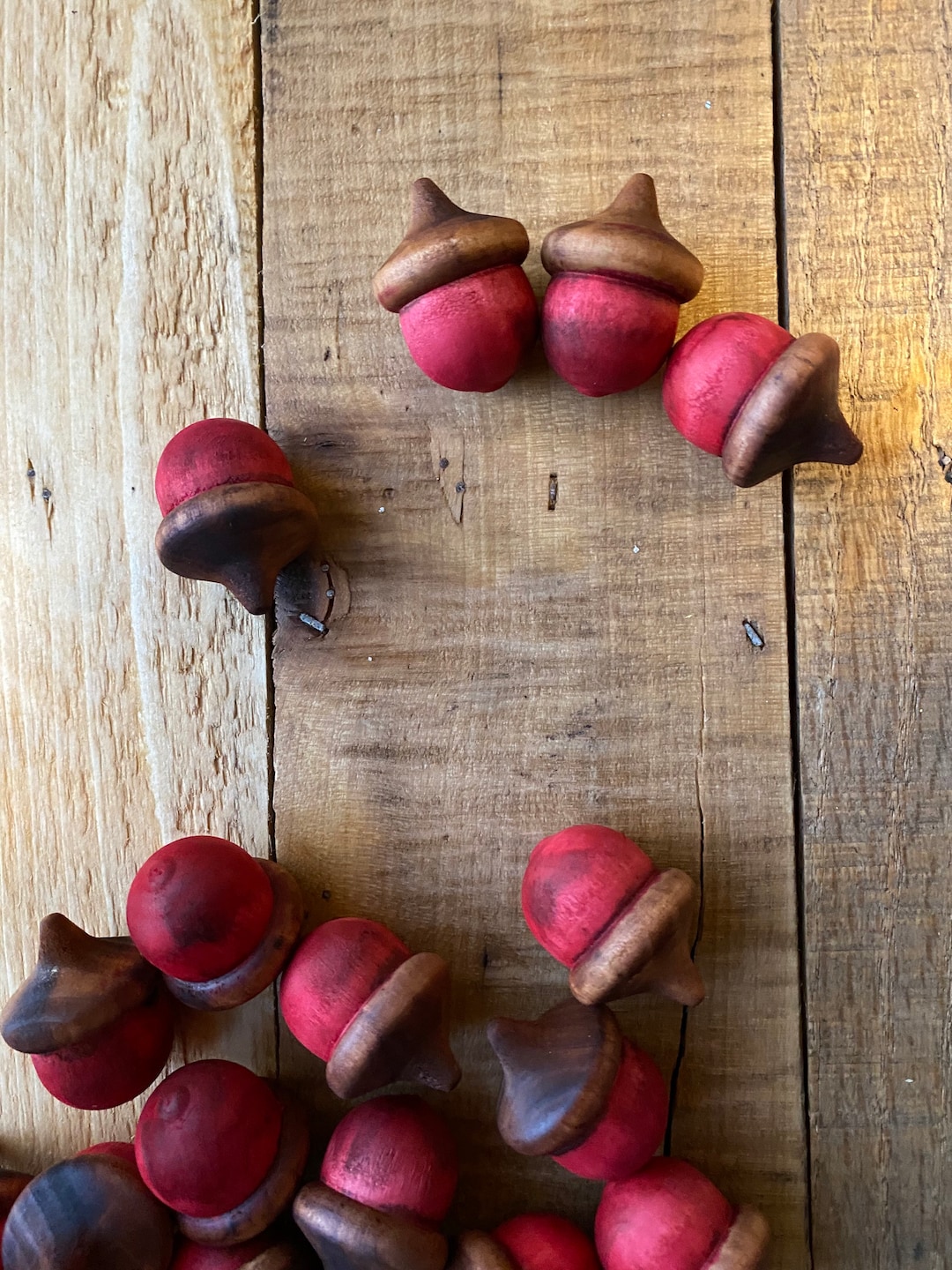 ACORNS Red Wooden Lucky Acorn Solid Wood | Acorn Poppy RED Acorn ...